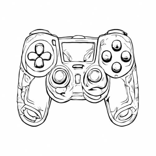 Download Black and White Drawing of Gaming Controller with Fruits and ...