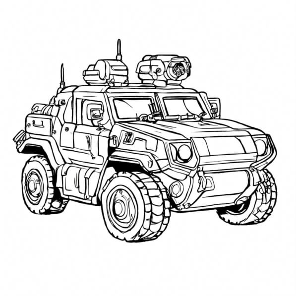Download Armored Vehicle on White Background Coloring pages Online ...