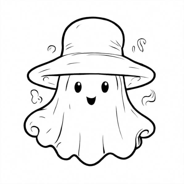 Download Cartoon Ghost with Oversized Hat Coloring pages Online ...