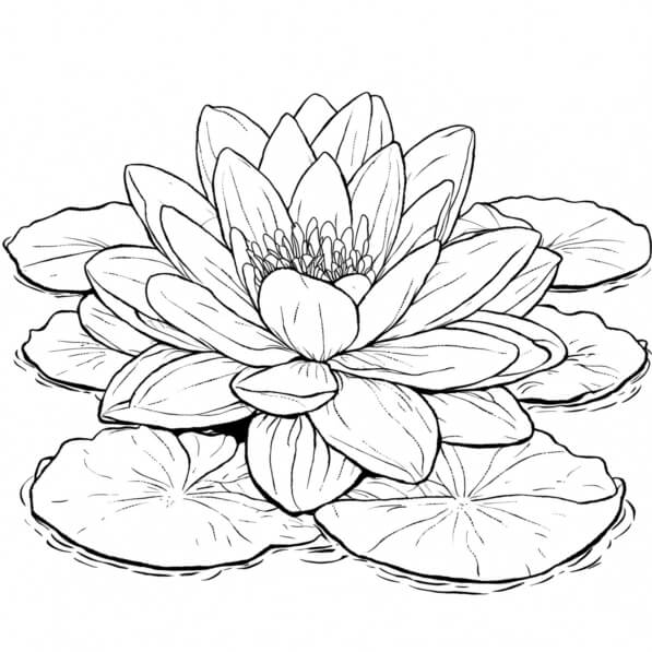 Download Water Lily Coloring Page Coloring pages Online - Creative Fabrica