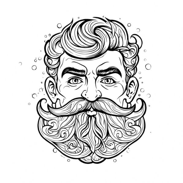 Télécharger Visage d'homme avec Barbe et Moustache Pages de coloriage ...