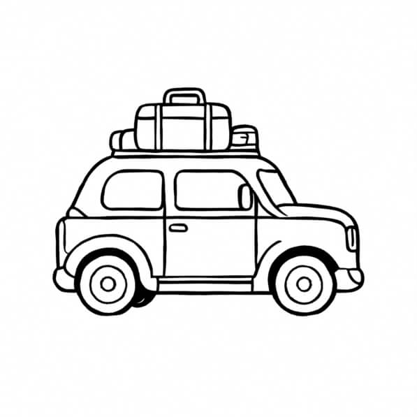Download Zwart-wit afbeelding van een kleine auto met bagage ...