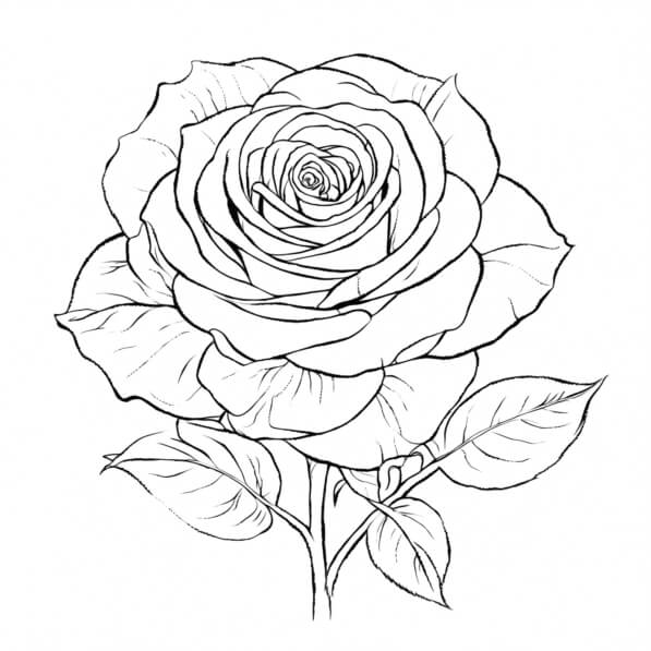 Download Rose Flower Outline Coloring pages Online - Creative Fabrica