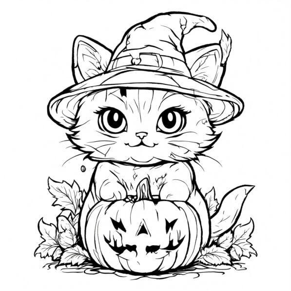 Download Halloween Cat Coloring Page Coloring pages Online - Creative ...