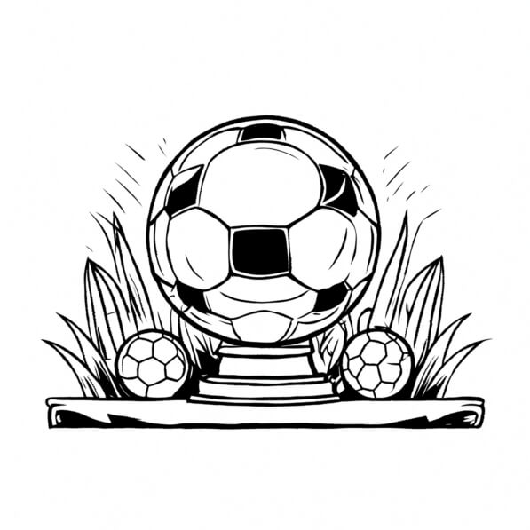 Download Soccer Ball Drawing on Trophy Coloring pages Online - Creative ...
