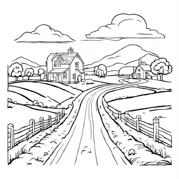 Download Farm and Road Coloring Page for Kids Coloring pages Online ...