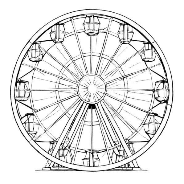 Download Black and White Drawing of Ferris Wheel Coloring pages Online ...