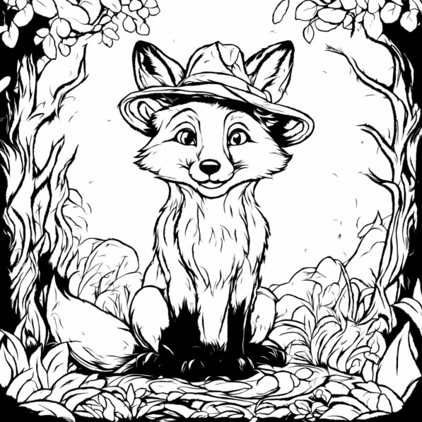 Download Fox in the Woods Coloring Page Coloring pages Online ...