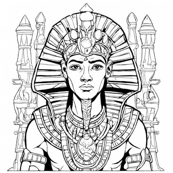 Download Egyptian Pharaoh Coloring Page with Pyramid Head Coloring ...