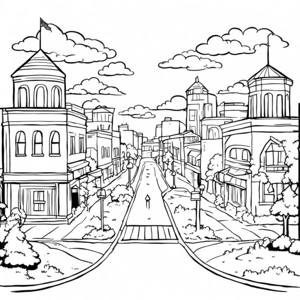 Scarica Disegno di una strada della città per pagine da colorare Pagine ...