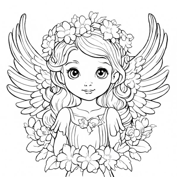 Download Angel Wings Coloring Page Coloring pages Online - Creative Fabrica