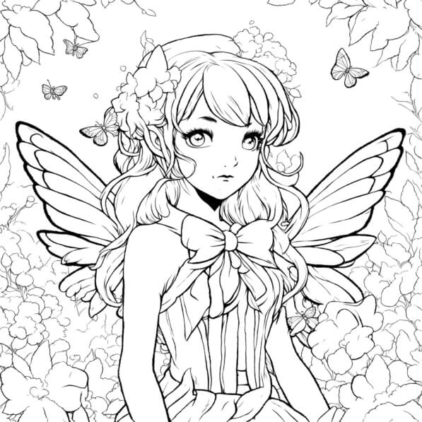 Download Anime Girl in Dress surrounded by Flowers and Butterflies on ...