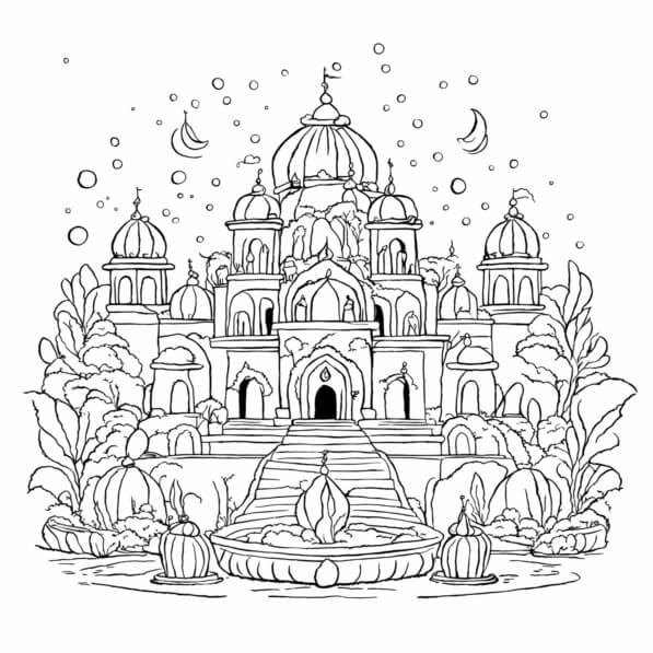 Download Indian Temple Coloring Page Coloring pages Online - Creative ...