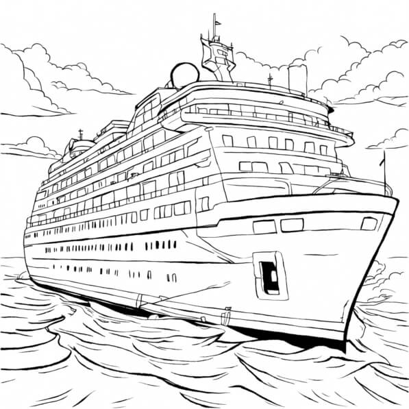 Download Coloring Page of a Cruise Ship in the Ocean Coloring pages ...