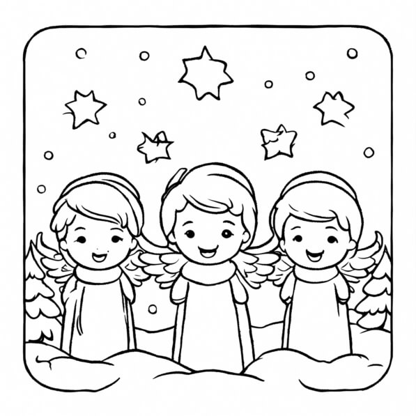 Download Christmas Angels Coloring Page in the Snow Coloring pages ...
