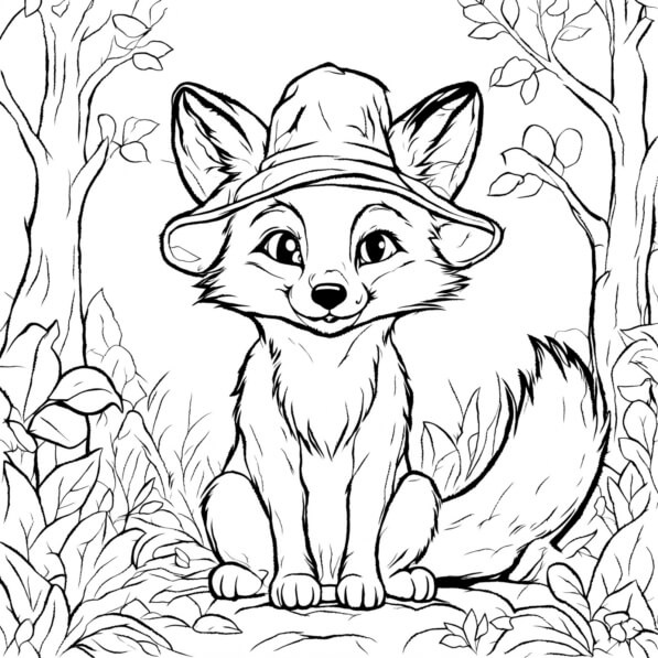 Download Cute Fox in Hat Coloring Page Coloring pages Online - Creative ...