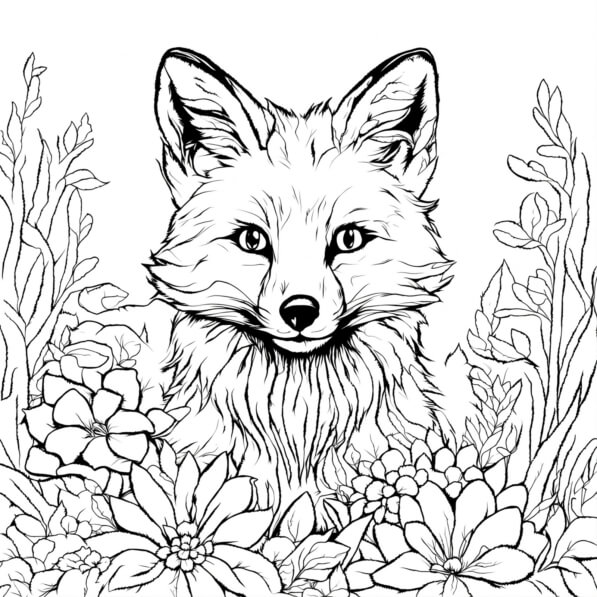 Download Fox in Flowers Coloring Page Coloring pages Online - Creative ...