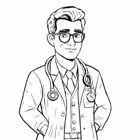 Download Detailed Drawing of Male Doctor Coloring pages Online ...