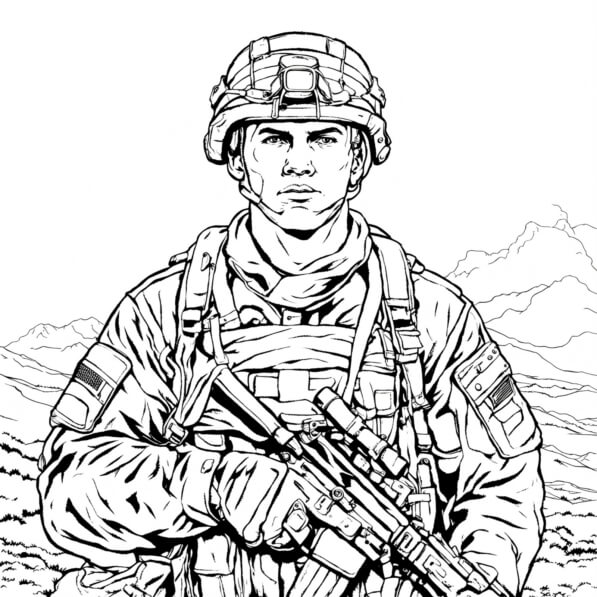 Download Soldier in Military Uniform Coloring Page Coloring pages ...