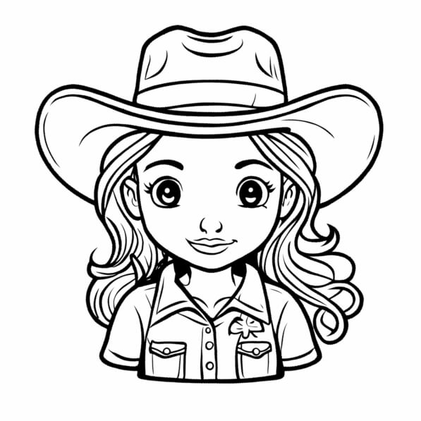 Descarga Niña de dibujos animados con sombrero y camisa Páginas para colorear En Línea ...