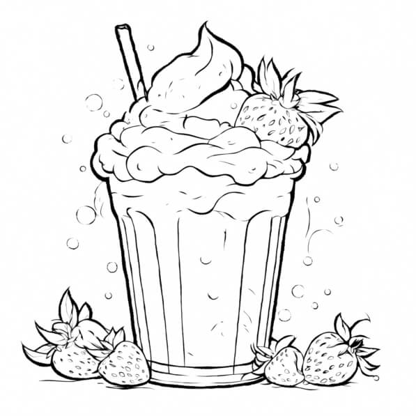 Download Black and White Strawberry Milkshake Drawing Coloring pages ...