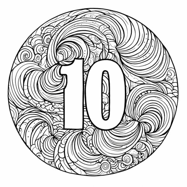 Download Number 10 Coloring Page Coloring pages Online - Creative Fabrica