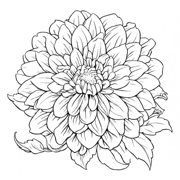Download Dahlia Flower Coloring Page Coloring pages Online - Creative ...
