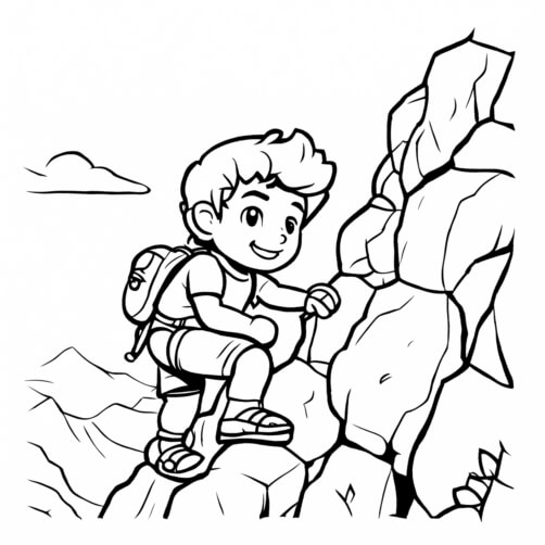 Download Boy Climbing Mountain in Coloring Page Coloring pages Online ...