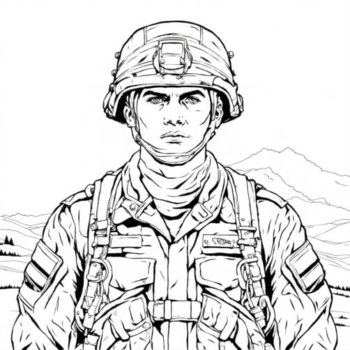Download Female Soldier in Military Uniform with Umbrella Coloring ...