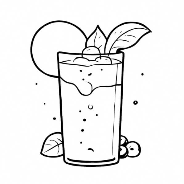 Download Black-and-White Drawing of Alcoholic Beverage with Berries and ...