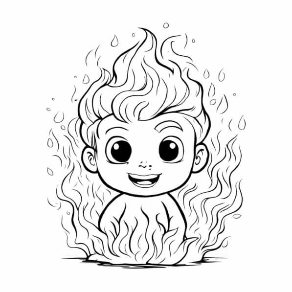 Download Black and White Drawing of a Boy in Fire Coloring pages Online ...