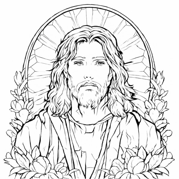 Descarga Hermosas Páginas para Colorear de Jesús con Flores y Hojas ... Descarga Hermosas Páginas para Colorear de Jesús con Flores y Hojas ...