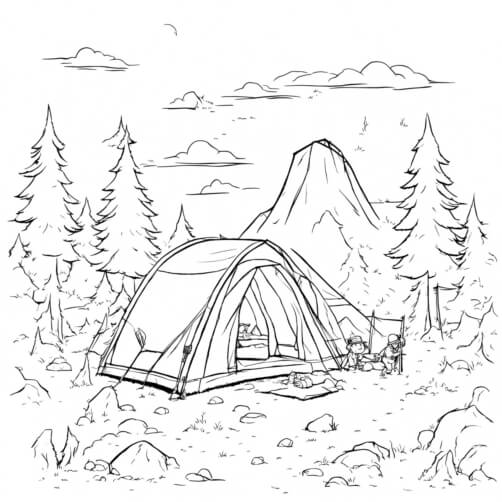 Download Camping Tent in the Wilderness Coloring pages Online ...