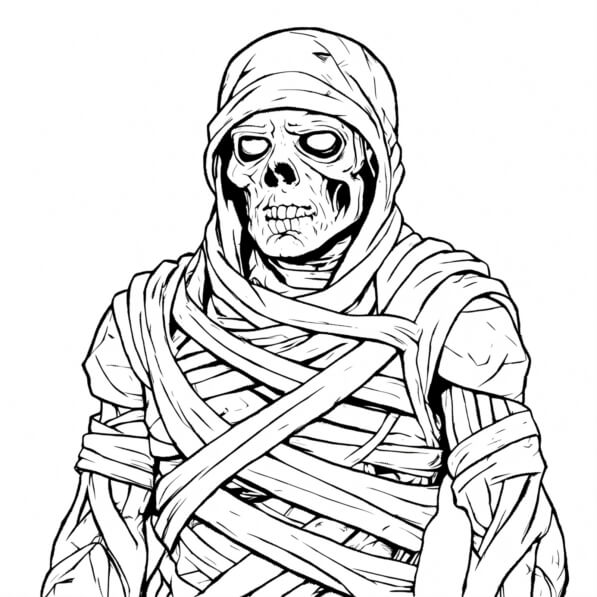 Download Skeleton and Mummy Halloween Coloring Page Coloring pages ...