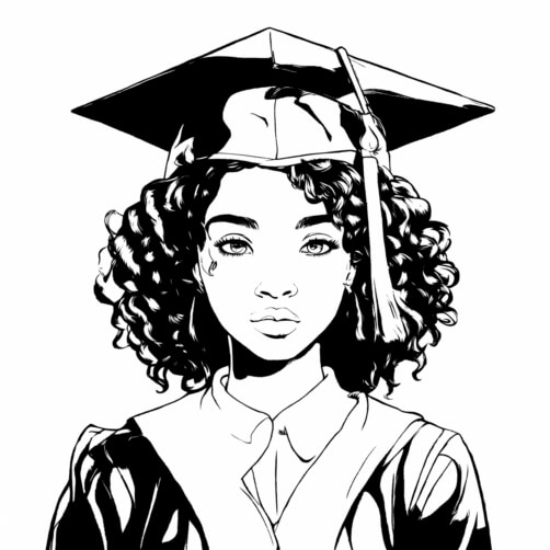 Download Graduation Illustration of a Black Woman Coloring pages Online ...