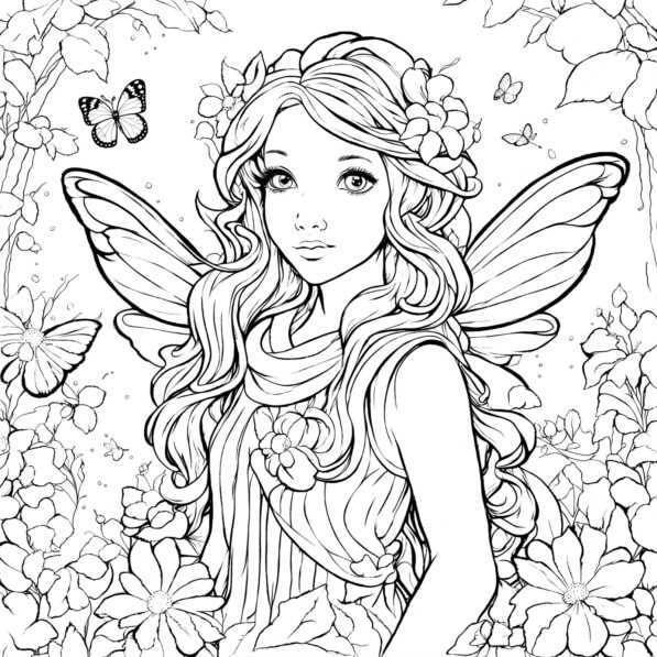 Download Kleurplaat: Fee en Bloemen Coloring pages online op Creative ...