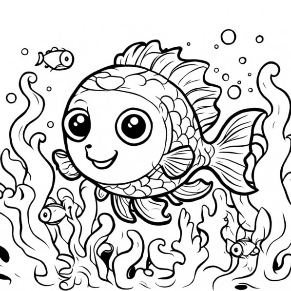 Download Fish Swimming in the Ocean Coloring Page for Kids Coloring ...