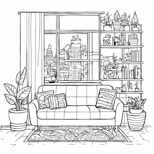 Download Empty Living Room Coloring Page Coloring pages Online ...