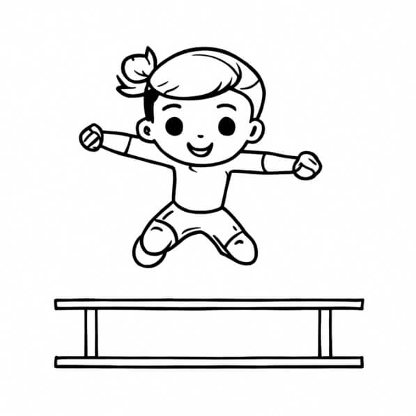 Download Educational Gymnastics Coloring Page with Girl Jumping Over ...