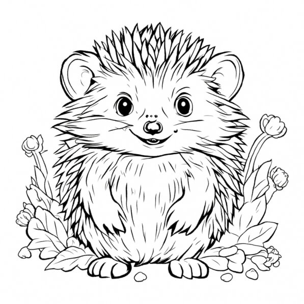 Download Cute Hedgehog in Nature Coloring pages Online - Creative Fabrica