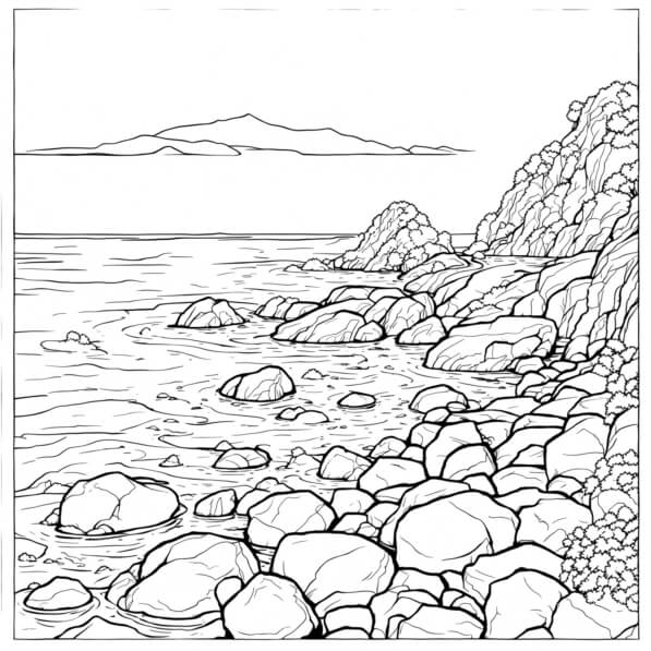 Download Black and White Ocean Shore Coloring Page Coloring pages ...