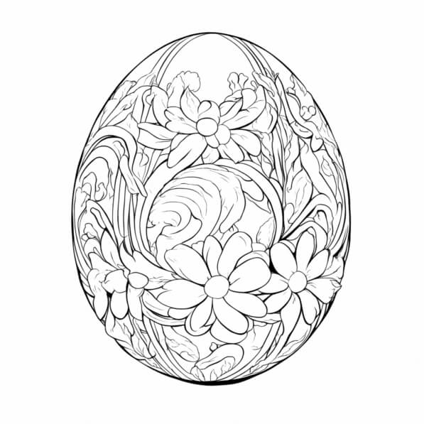 Download Floral Easter Egg Design Coloring pages Online - Creative Fabrica