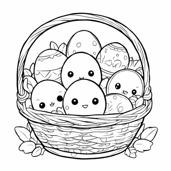Download Colorful Easter Eggs in a Basket Coloring pages Online ...