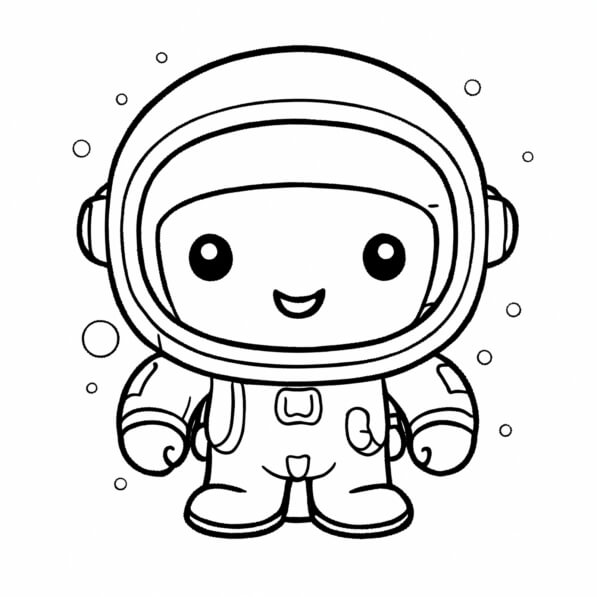 Download Cute Astronaut Coloring Page with Space Suit and Bubbles ...