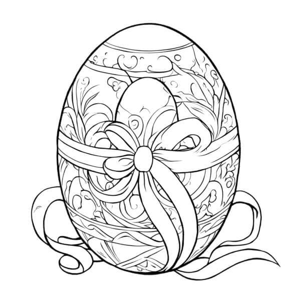 Download Easter Egg Coloring Page with Bow Coloring pages Online ...