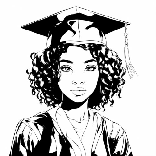 Download Graduation Illustration of a Black Woman Coloring pages Online ...