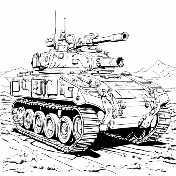 Download Army Tank Coloring Page with Gun and Military Vehicles ...