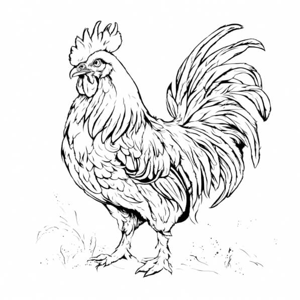 Download Educatieve Haan Tekening Coloring pages online op Creative Fabrica