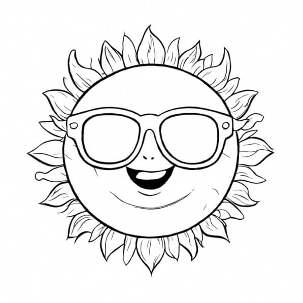 Download Cheerful Sun with Sunglasses Coloring pages Online - Creative ...
