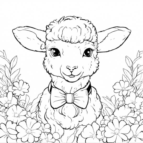 Download Charming Lamb Coloring Page with Animals Coloring pages Online ...